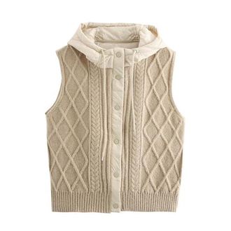 Generic Gilet Sans Manche Femme Gilet Femme D&eacute;contract&eacute; Quotidien Ville R&eacute;tro &Agrave; Capuche - Gilet Matelass&eacute; Pour Empilage D&eacute;tendu Automne