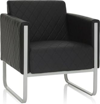 hjh OFFICE Loungesessel 1-Sitzer Aruba Step Kunstleder Polstersofa Couch modern mit Metallgestell, 78 x 67 x 71 cm, Schwarz