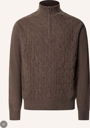 Hackett Pullover Lambswool Cable Hzip beige