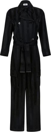 Elisabetta Franchi Femme, Combinaisons et Ensembles, Noir, Taille: 38 FR Combinaison en satin &agrave; rayures jacquard