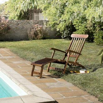 Macabane MAEVA - Chaise longue de jardin en bois teck huil&eacute;