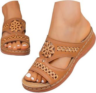 Generic Sandales orthop&eacute;diques 2026 pour femme - Chaussures d&eacute;t&eacute; habill&eacute;es et confortables avec soutien de la vo&ucirc;te plantaire - Tongs compens&eacute;es antid&eacute;rapante