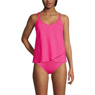 Lands End Tankinitop mit Tulpensaum chlorresistent, Damen, Gr&ouml;&szlig;e:32-34 regular, Pink, Nylon-Mischung, by Lands End
