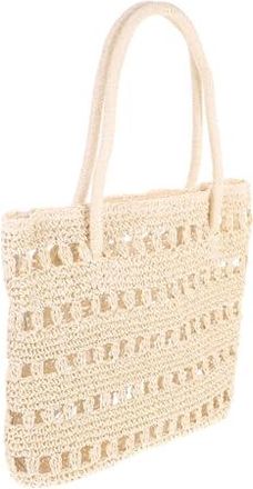 Hemobllo Sac Fourre Tout Tissé pour Femme Sac Plage Spacieux et Résistant pour Sorties Estivales et Au Bord de Mer