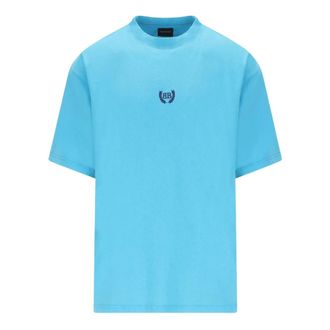 Balenciaga Baumwoll Logo T-Shirt - - Tops - Herren - Blau - M
