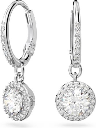 Swarovski Una Ohrringe, Rhodinierte Hängeohrringe mit Klaren Swarovski Kristallen