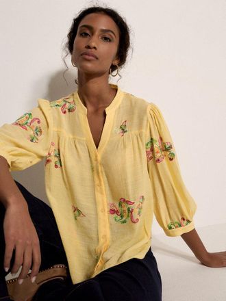 Apricot Blusentop Bluse mit Blumen- und Paisley-Muster mit Stickerei