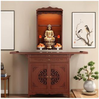 Generic Altarschrank Aus Bambus, Spiritueller Haus-Altar Mit Schublade Und Stauraum, Multifunktionaler Gebetstisch F&uuml;r Zuhause, Zur Andacht Und Pr&auml;sentation H