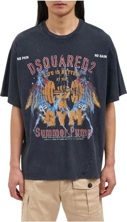 Dsquared2 Homme, Tops, Gris, Taille: S T-shirt Iron Fit Lavage Rock