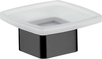 Emco Loft Seifenhalter zur Wandmontage, Moderne Seifenschale aus Aluminium und Kristallglas, hochwertiger Wandseifenspender f&uuml;r Waschbecken und Dusche, sch