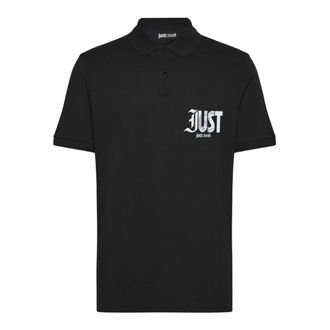 Just Cavalli Homme, Tops, Noir, Taille: 2XL Polo en coton avec logo