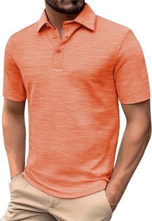 Generic Polo à Manches Courtes pour Homme, Anti-humidité, séchage Rapide, léger, décontracté, col à Revers, Polo Orange pour Homme, M