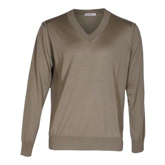 Paolo Pecora Homme, Pulls, Brun, Taille: M Pull col V en laine vierge pour homme Fabriqué en Italie