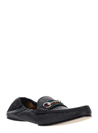 Gucci Mens Loafers Horsebit Black Leather Lamb