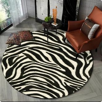 Generic Bereich Teppich runder Teppichteppich 3D Buntes Zebra -Streifen f&uuml;r Wohnzimmer Schlafzimmer Bodenmattenmuster Muster