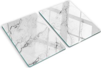 Tulup Tulup - Planche de cuisine, couvre plaque, verre planche d&eacute;couper, verre tremp&eacute; - 2 x 40 x 52 cm - Marbre