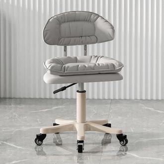 Generic Höhenverstellbarer Rollhocker - Drehbarer Arbeitsstuhl Aus PU-Leder Mit Rädern for Salon, Spa, Büro (42 X 45-55 cm)(Gray)