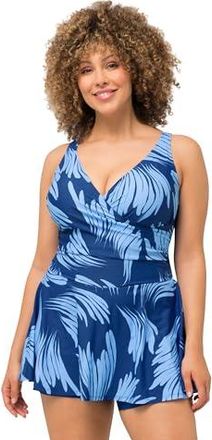 Ulla Popken Badekleid mit Shorts, Softcups, Drapierung, Recycelt Maillots de Bain, Bleu Roi foncé, 62 Femmes