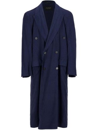 Balenciaga manteau fluide &agrave; boutonni&egrave;re crois&eacute;e - Bleu