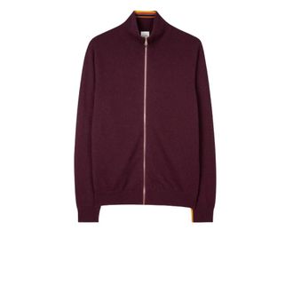 Paul Smith Burgunder Kaschmir Cardigan mit Stehkragen - - Knitwear - Herren - Rot - S