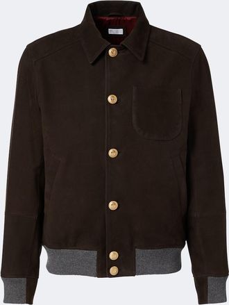 Brunello Cucinelli Veste blouson en cuir et cachemire