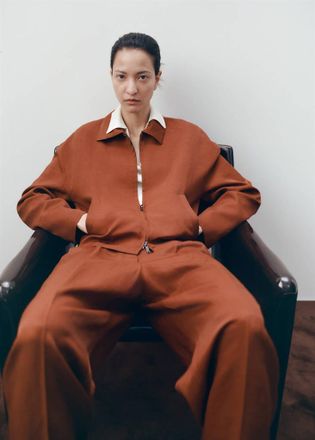 Mango Veste en lin m&eacute;lang&eacute; avec boutons rouge-orang&eacute; - Femme - XS - MANGO