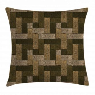 Generic Zierkissenbez&uuml;ge Schokoladenbraunes Parkettmuster Im Holzstil, Geometrisches Design, Von Der Natur Inspiriert Throw Pillow Covers Weich Kissenbezug Co