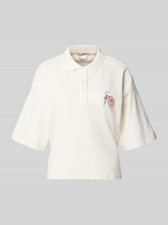 Smith & Soul Cropped Poloshirt mit Ziersteinbesatz