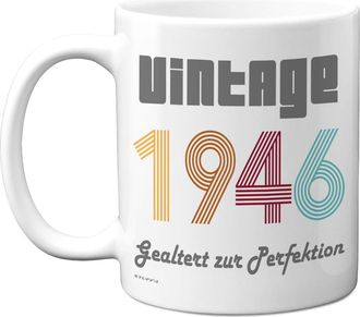 Stuff4 79. Geburtstagsgeschenke - Vintage 1946 Gealtert zur Perfektion Tasse - Geburtstag Retro Tasse f&uuml;r M&auml;nner und Frauen, 325 ml Premium-Keramiktasse, Sp&uuml;