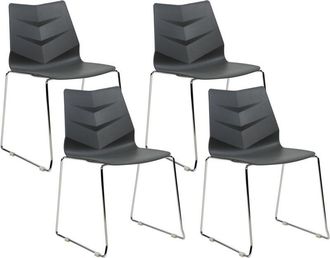 Beliani Esszimmerstuhl 4er Set Dunkelgrau Kunststoff mit Metallgestell Stapelbar Ohne Armlehnen Modern Skandi Kunststoffstuhl Konferenzstuhl K&uuml;che