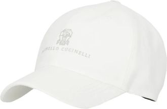 Brunello Cucinelli Homme, Accessoires, Blanc, Taille: M Logo Embroidered Baseball Cap