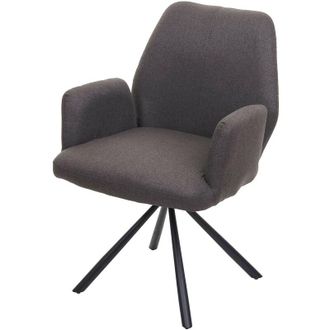 Hhg Chaise de salle à manger 938, pivotante à position automatique tissu/textile acier, gris-brun