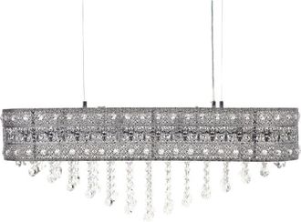 Beliani Beliani - Lustre Élégant Éclairage Salon Salle à Manger en Métal Argenté avec Cristaux de Verre Finition Chromée Belelle