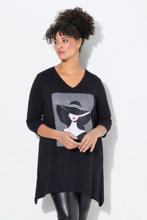 Miamoda T-Shirt T-Shirt A-Linie Model-Motiv Zipfelsaum