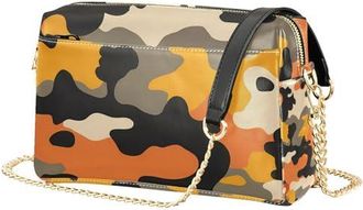 Mnsruu Sacs à bandoulière pour femme, sac à main en cuir camouflage orange jaune
