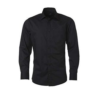 James & Nicholson Homme Chemise Classique Popeline avec Finition Easy Care (XXL, Noir)