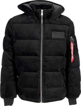 Alpha Industries Homme, Vestes, Noir, Taille: L Veste Puffer en Velours C&ocirc;tel&eacute;