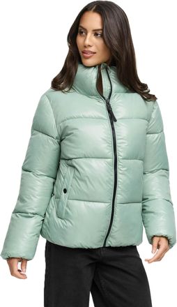 Marikoo Damen Winterjacke (S-3XL) - gesteppt, hochschlie&szlig;ender Kragen, leicht - N071 - SmokeyMint Gr&ouml;&szlig;e XXL - Gr.XXL