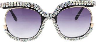 Hemobllo SUPVOX Lunettes de Soleil Ornées de Cristaux Verres Clairs Anti-UV Cadre Coloré pour Conduite et Activités Extérieures Accessoires Mode Unisexe pour P