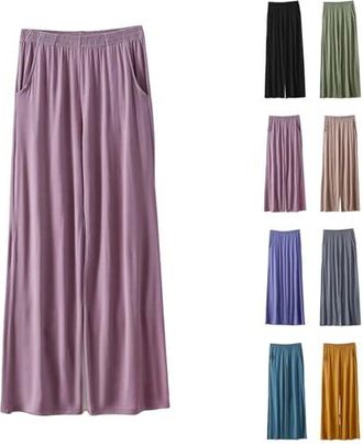 Generic Pantalon de pyjama long en coton pour femme - Grandes tailles - Pantalon de loisirs élégant - Pantalon de yoga taille haute - Pantalon de pyjama modal