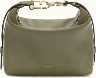 Furla Tonie Schultertasche Avocado Gr&uuml;n Weiches Strukturiertes Ares Leder Damen