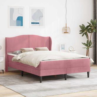 vidaXL Vidaxl Struttura Letto Con Materasso Rosa 120 X 200 Cm Velluto