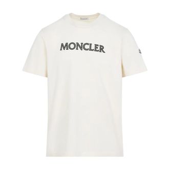 Moncler Homme, Tops, Blanc, Taille: XL T-Shirt Manches Courtes