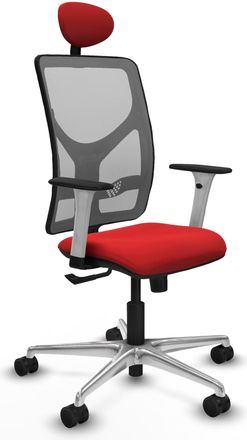 Piqueras y Crespo Arbeitsstuhl mit Rollen mit wei&szlig;en und schwarzen Armlehnen, h&ouml;henverstellbare Lendenwirbelst&uuml;tze und festes Kopfteil, ausgestattet mit 3 Positionen, G