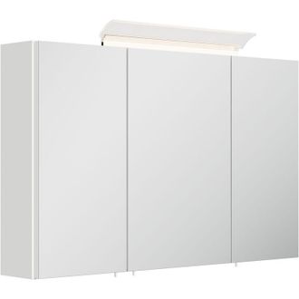 Magnolia Home Spiegelschrank 120cm inkl. Design LED-Lampe und Glasb&ouml;den weiss hochglanz