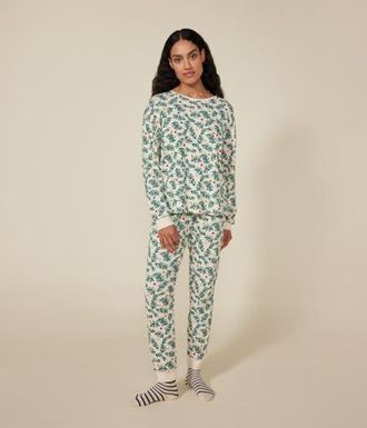 Petit Bateau A0B5P Pyjama Manches Longues Femme, Avalanche/Multico XS