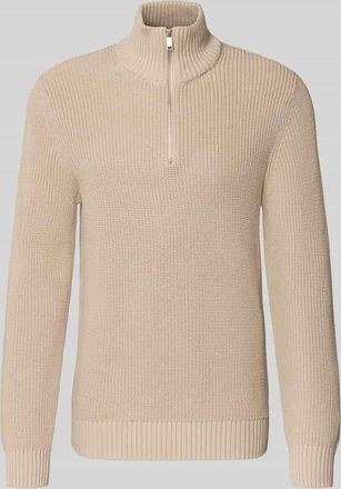 Mc Neal Slim Fit Strickpullover aus reiner Baumwolle mit Troyer-Kragen