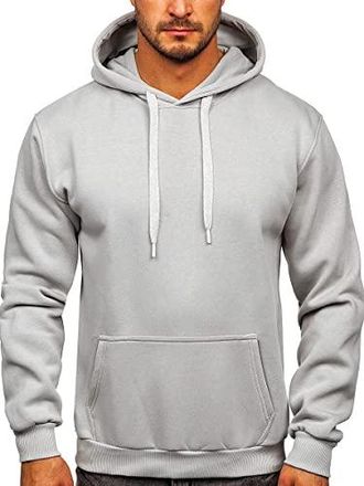 BOLF Homme Sweat-Shirt a Capuche Hoodie Sweat Manches Longues Temps Libre Sport Fitness Outdoor Basic Casual Style 1004 Gris L [1A1]