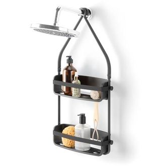 Umbra Flex H&auml;ngende Duschablage mit 2 Ablagen, Badewannenablage und Bad-Organizer, Schwarz