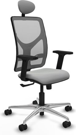 Piqueras y Crespo Drehstuhl mit 2D-Armlehnen, h&ouml;henverstellbarer Lendenwirbelst&uuml;tze und festem Kopfteil, ausgestattet mit 3 Positionen und Schneideschaum, Grau/Hellgrau